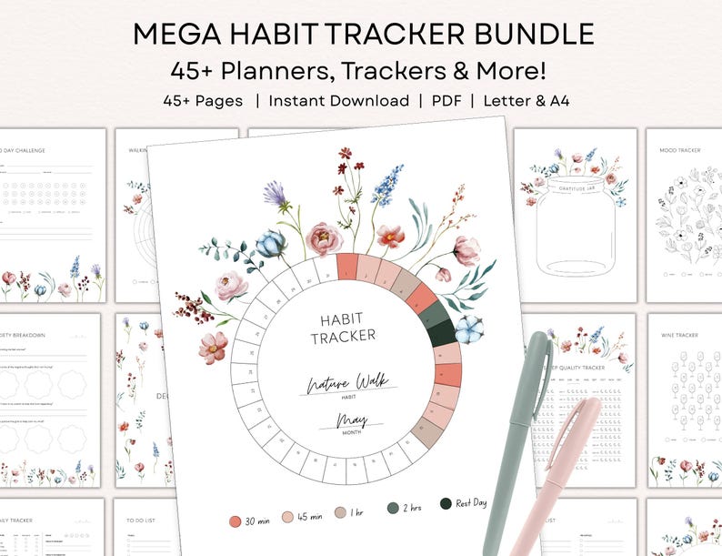Mega Habit Tracker Bundle, Habit Tracker Printable, to Do List, Pre ...