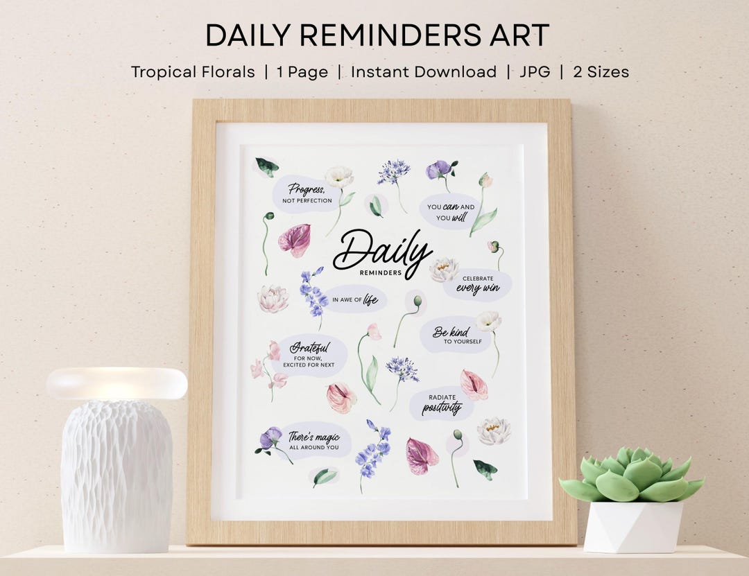 Daily Reminders Printable, Positive Affirmations, Mental Health, Gift ...