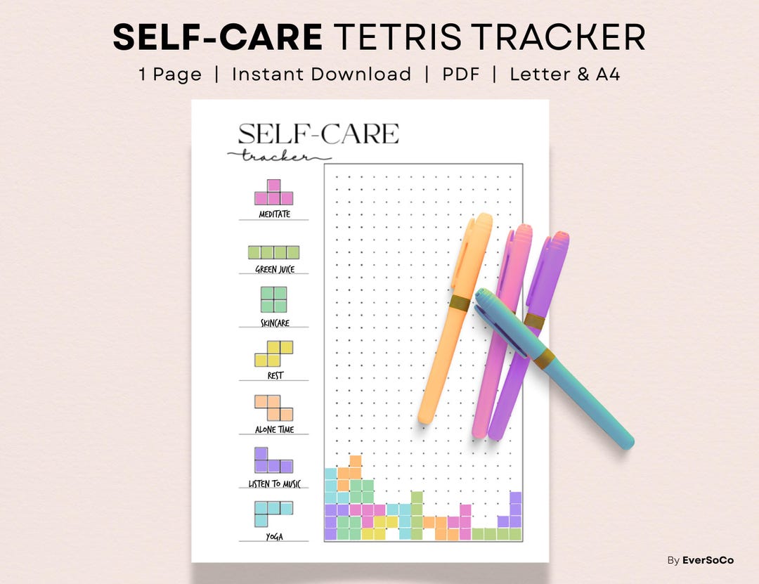 Self-care Tetris Tracker, Habit Tracker Printable, Color Tracker ...