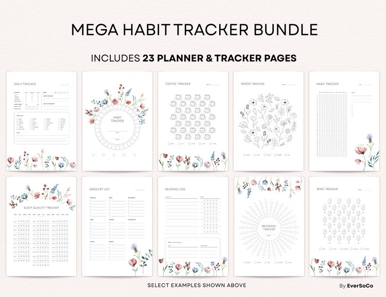 Mega Habit Tracker Bundle, Habit Tracker Printable, to Do List, Pre ...