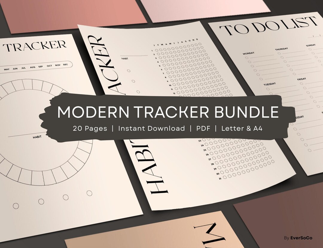 Modern Tracker Bundle, Habit Tracker Printable, Planner, Journal ...