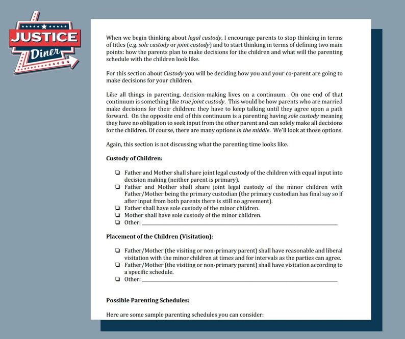 Child Custody Planner Parenting Plan - Coparenting Guide for Child ...