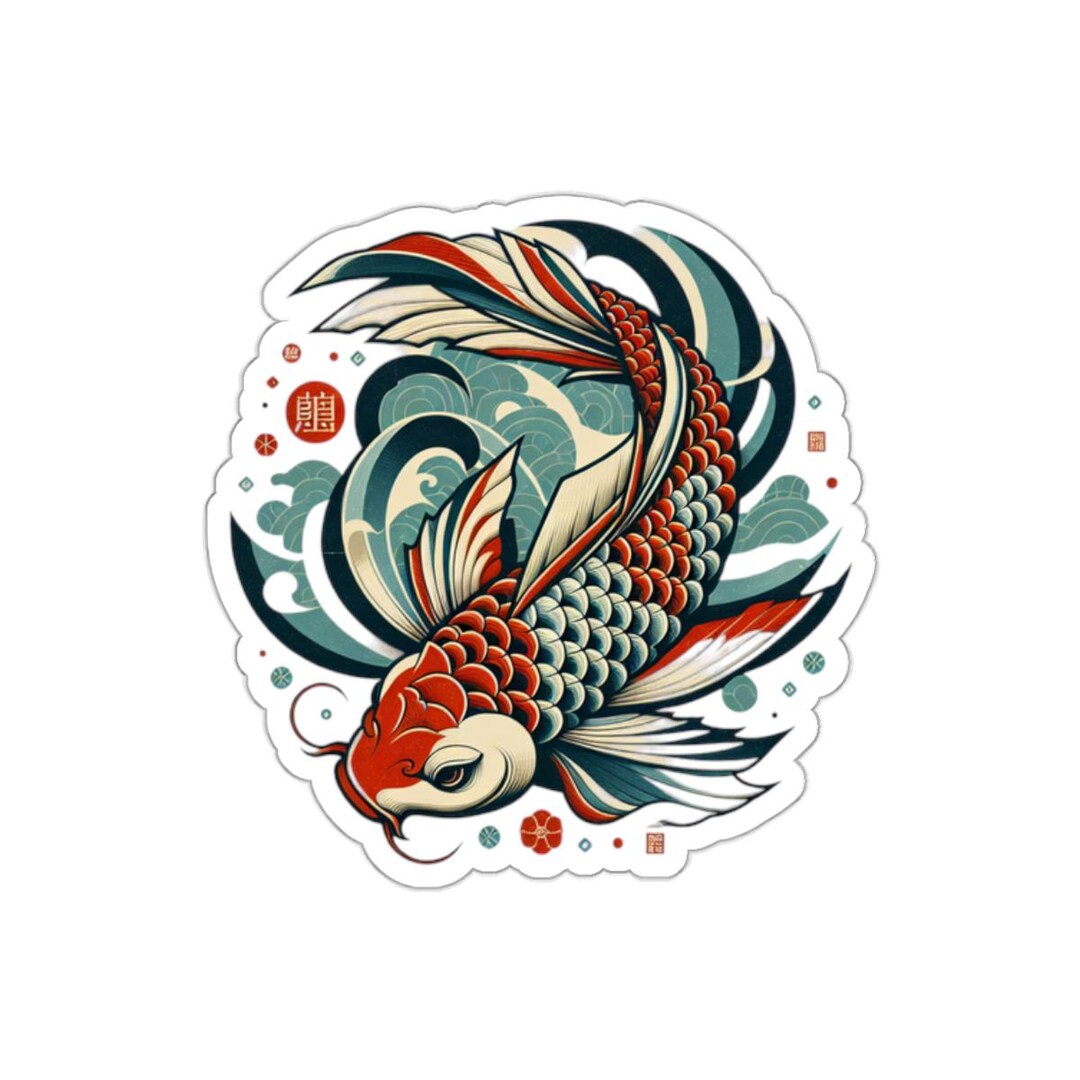 Colorful Japanese Koi Fish Kiss-cut Stickers Vibrant Sea Animals Decals ...
