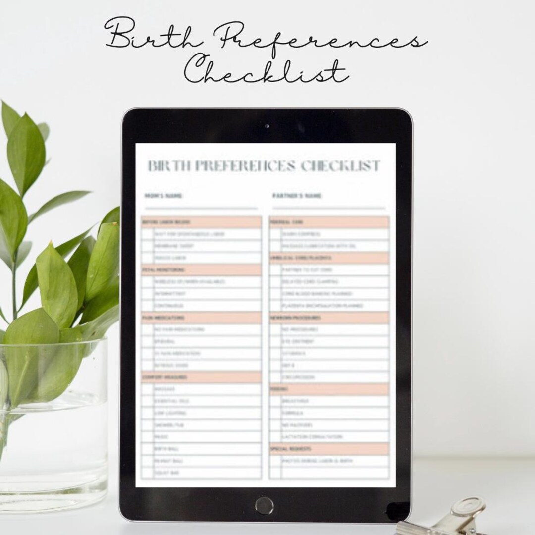 Birth Preferences Checklist - Etsy