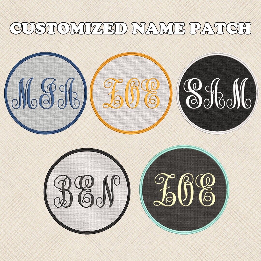Personalized Circle Monogram Initials Name Patch, Custom Name Patches ...