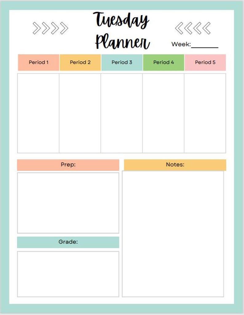 Daily Classroom Prep week Printable - Etsy
