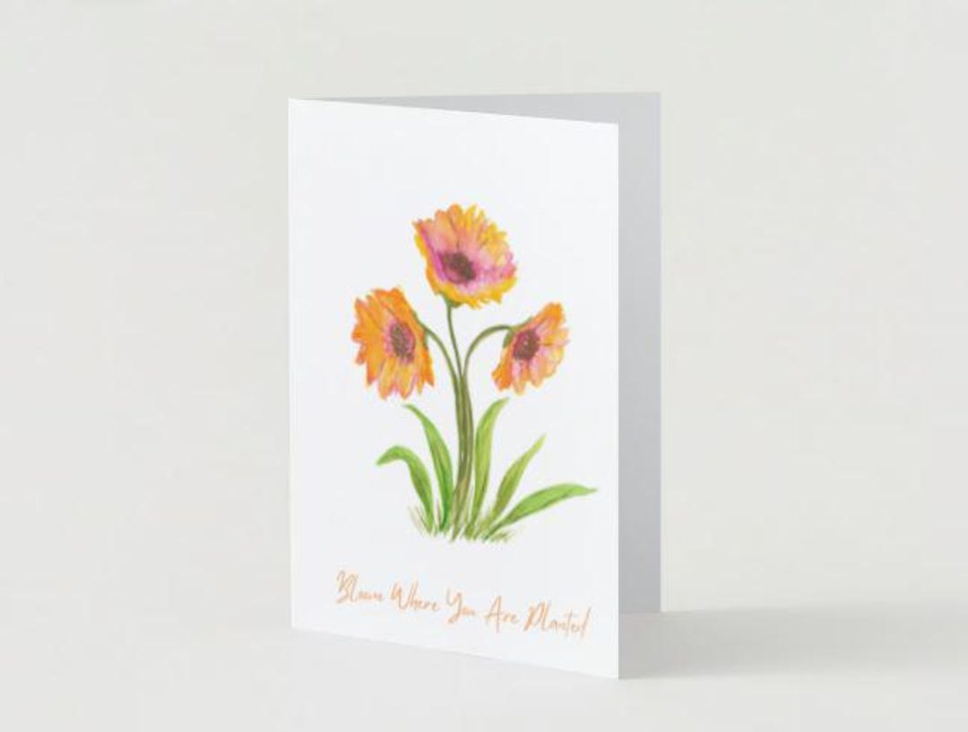 Printable Yellow Floral Greeting Cards, Watercolor - Etsy