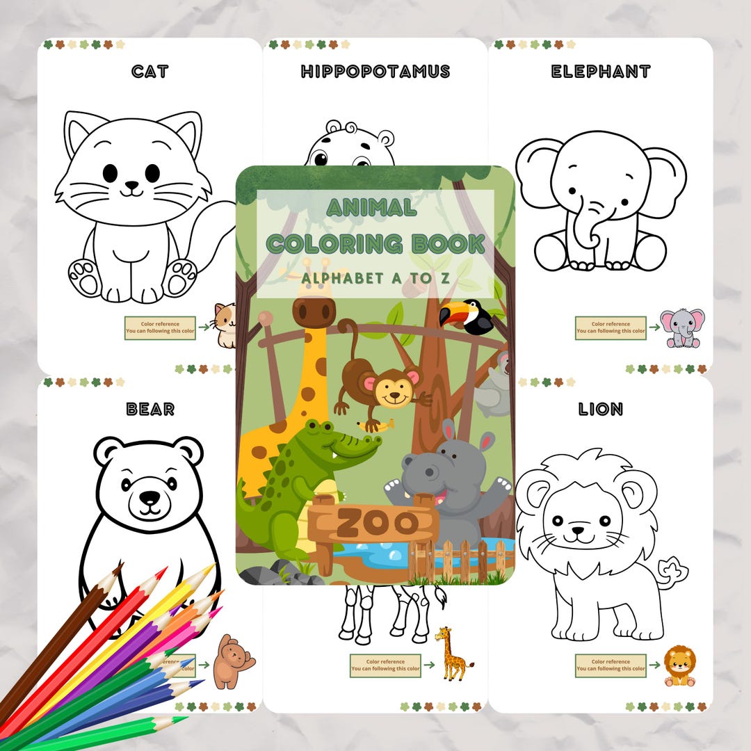 Animals Coloring Book Alphabet Animals Coloring Book Simple Coloring ...