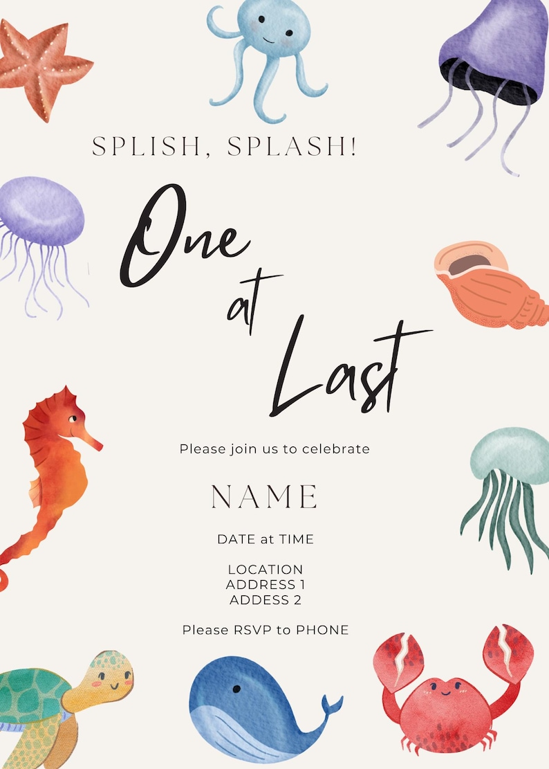 Splish, Splash Ocean-themed Birthday Invitation - Etsy