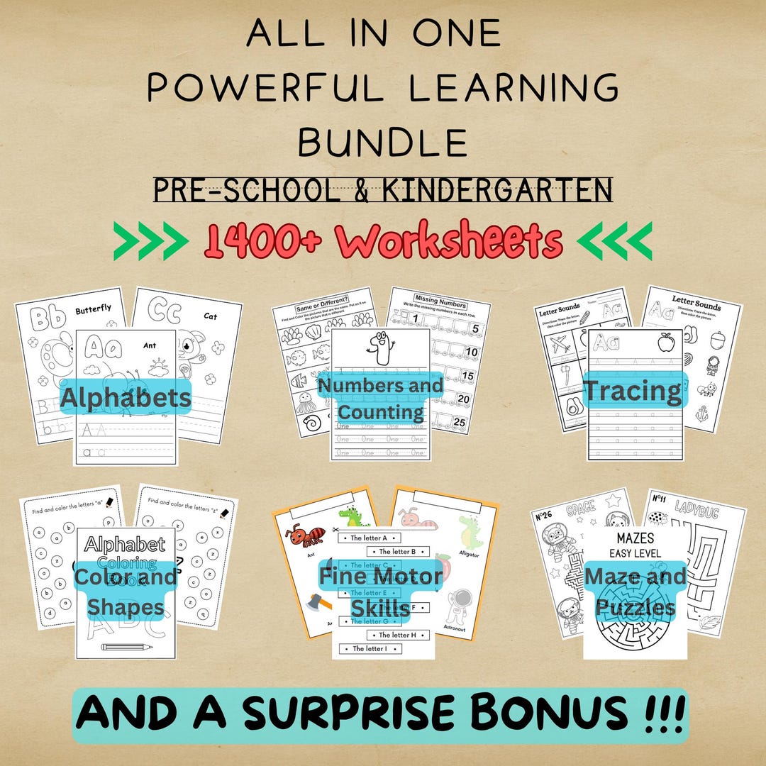 All-in-one Preschool & Kindergarten Learning Bundle | 1400+ Pages ...