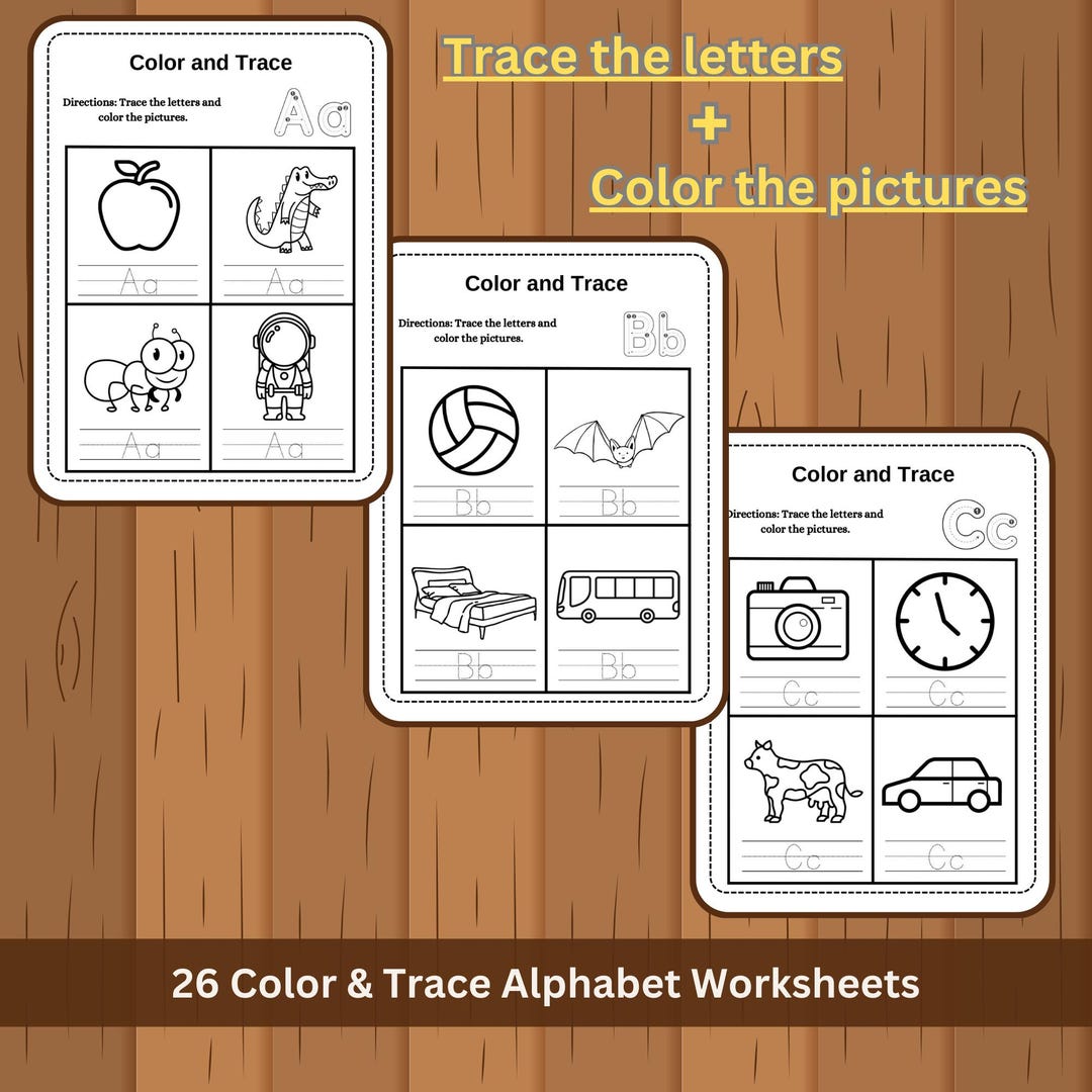 26 Printable Alphabet Color & Trace Worksheets: Fun Phonics With 4 ...