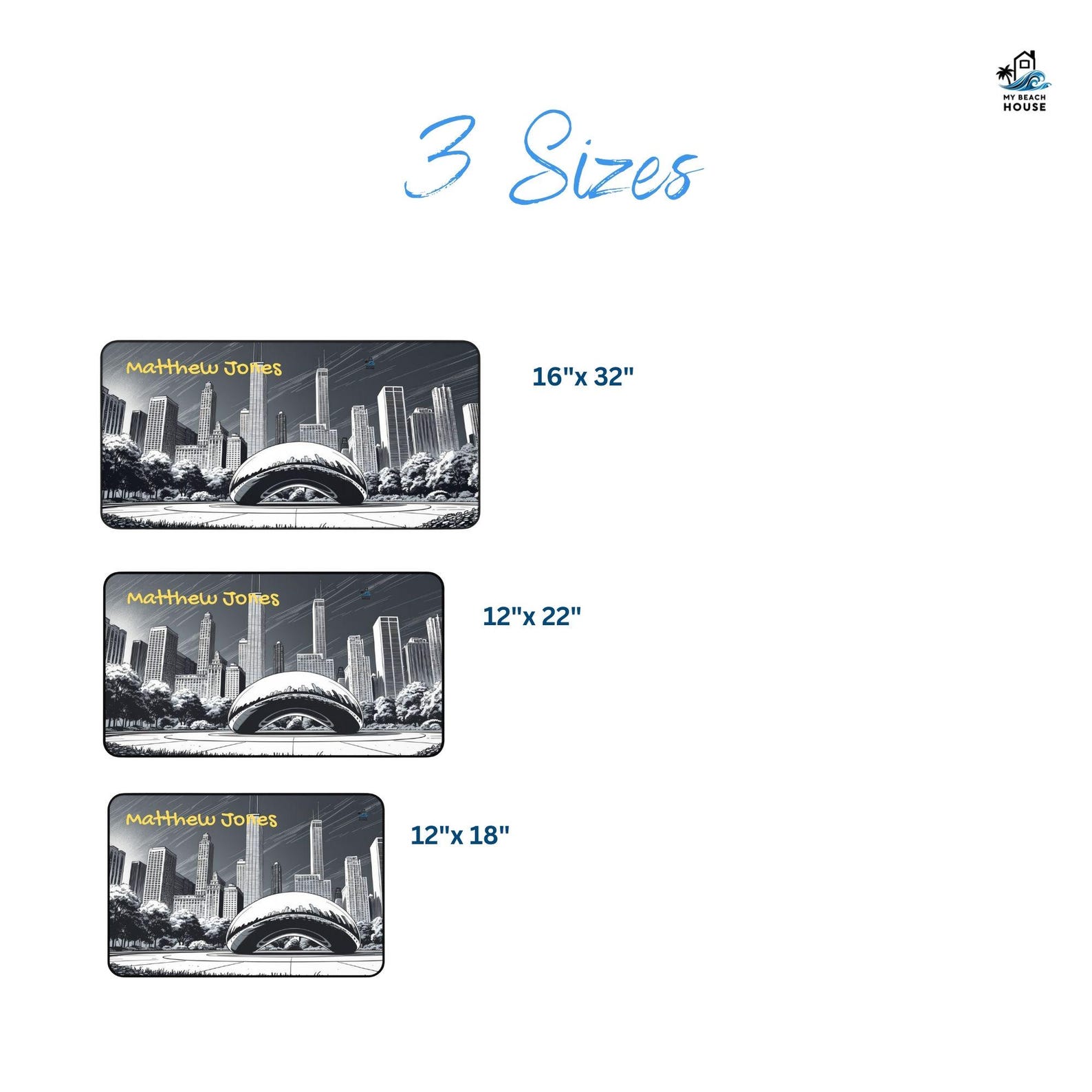 Personalized Downtown Chicago Desk Mat | Stylish, Durable, Non-slip ...