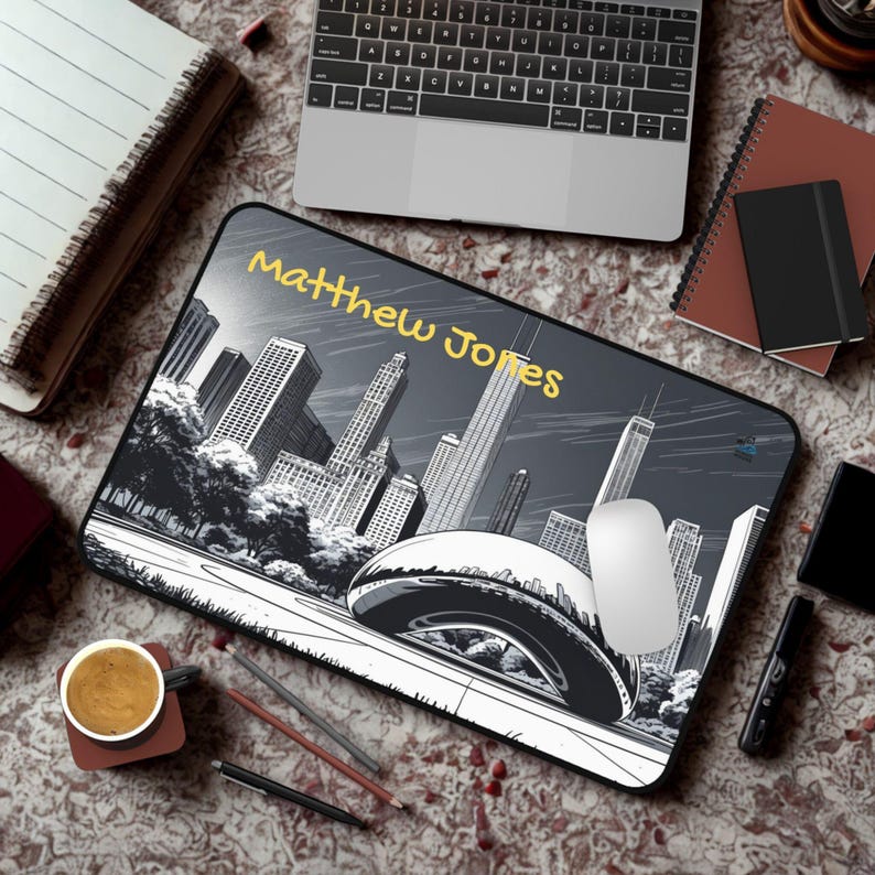 Personalized Downtown Chicago Desk Mat | Stylish, Durable, Non-slip ...