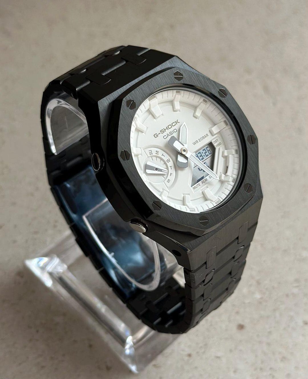 Casio G-shock - Black - White - GA-2100 Custom | Men's Watch - Etsy