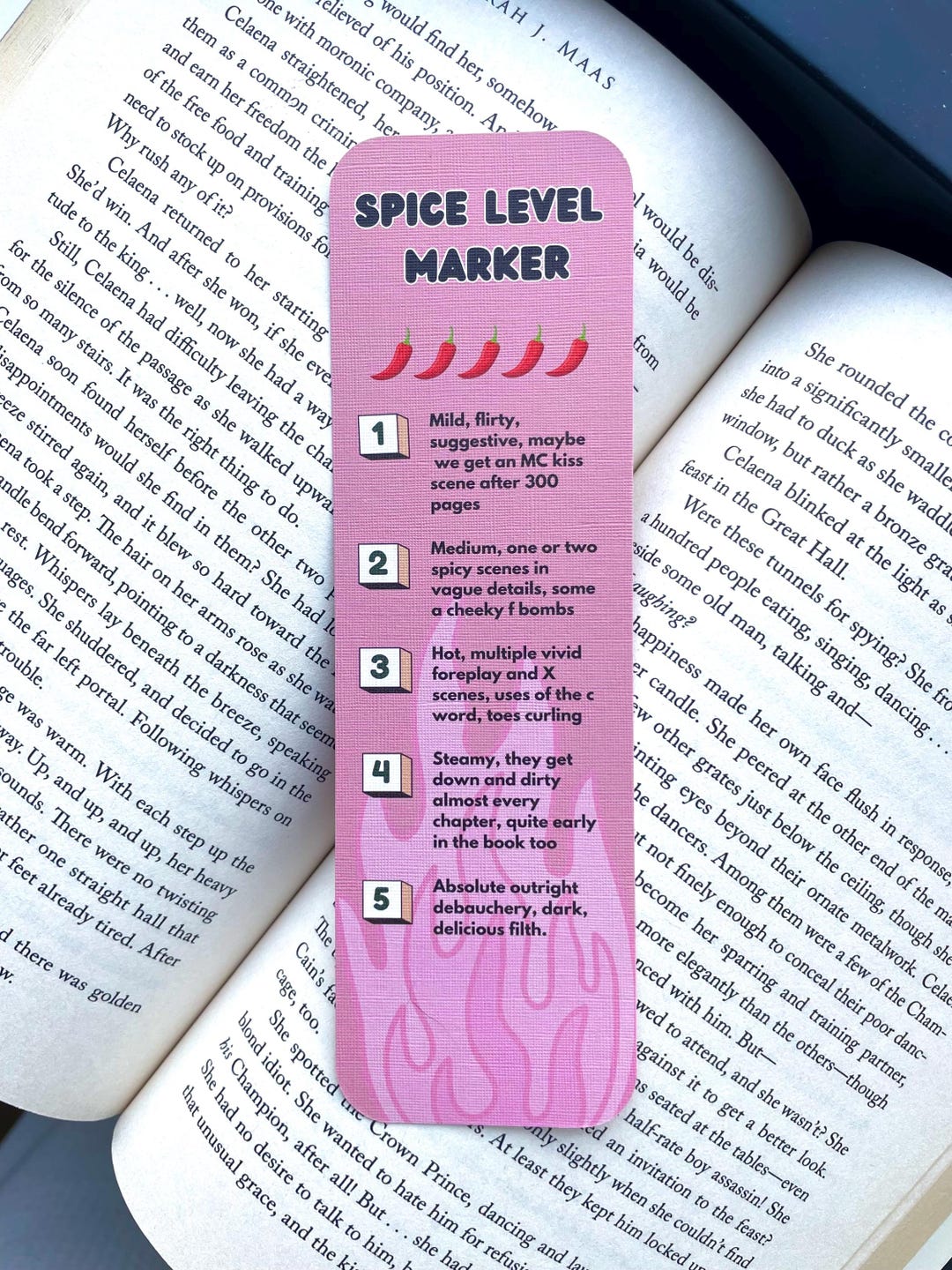 Spice Level Marker Bookmark, Cute Pink Chili Pepper Design, Linen ...