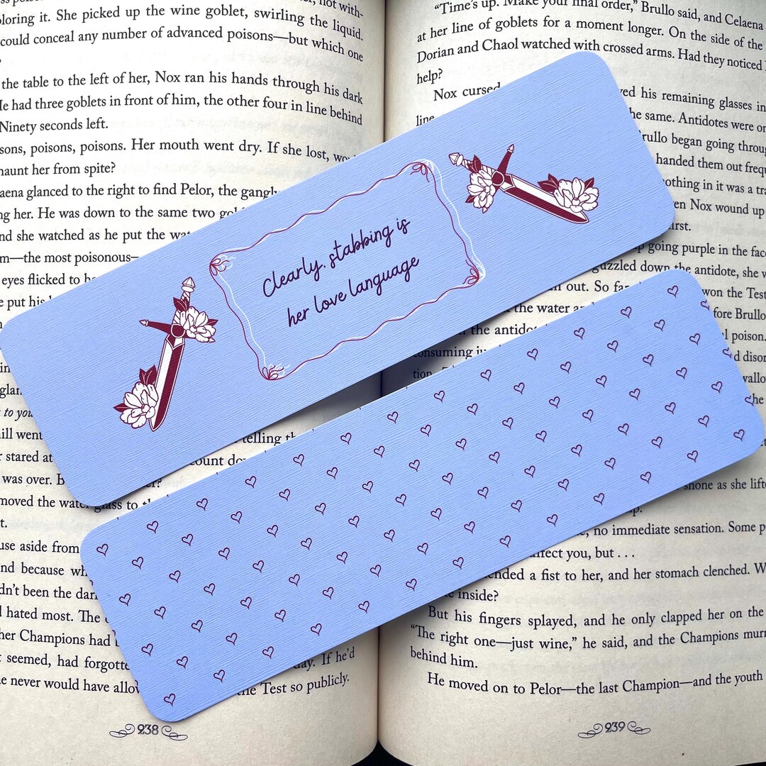 Love Language Bookmark, Cute Blue Design, Spicy Text, Linen Pressing on ...
