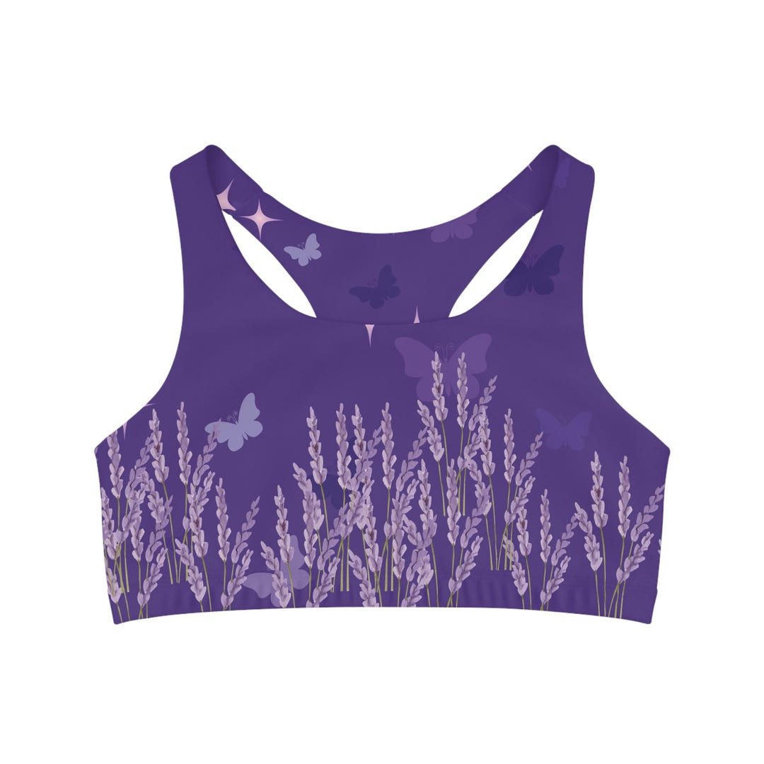 Lavender and Butterflies Seamless Sports Bra - Etsy