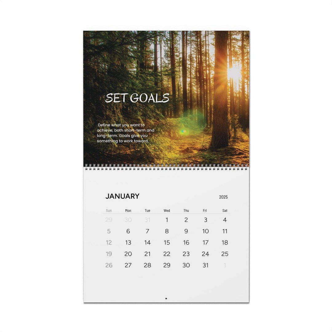 Nature and Forest Wall Calendar 2025, Motivational Quotes Monthly ...