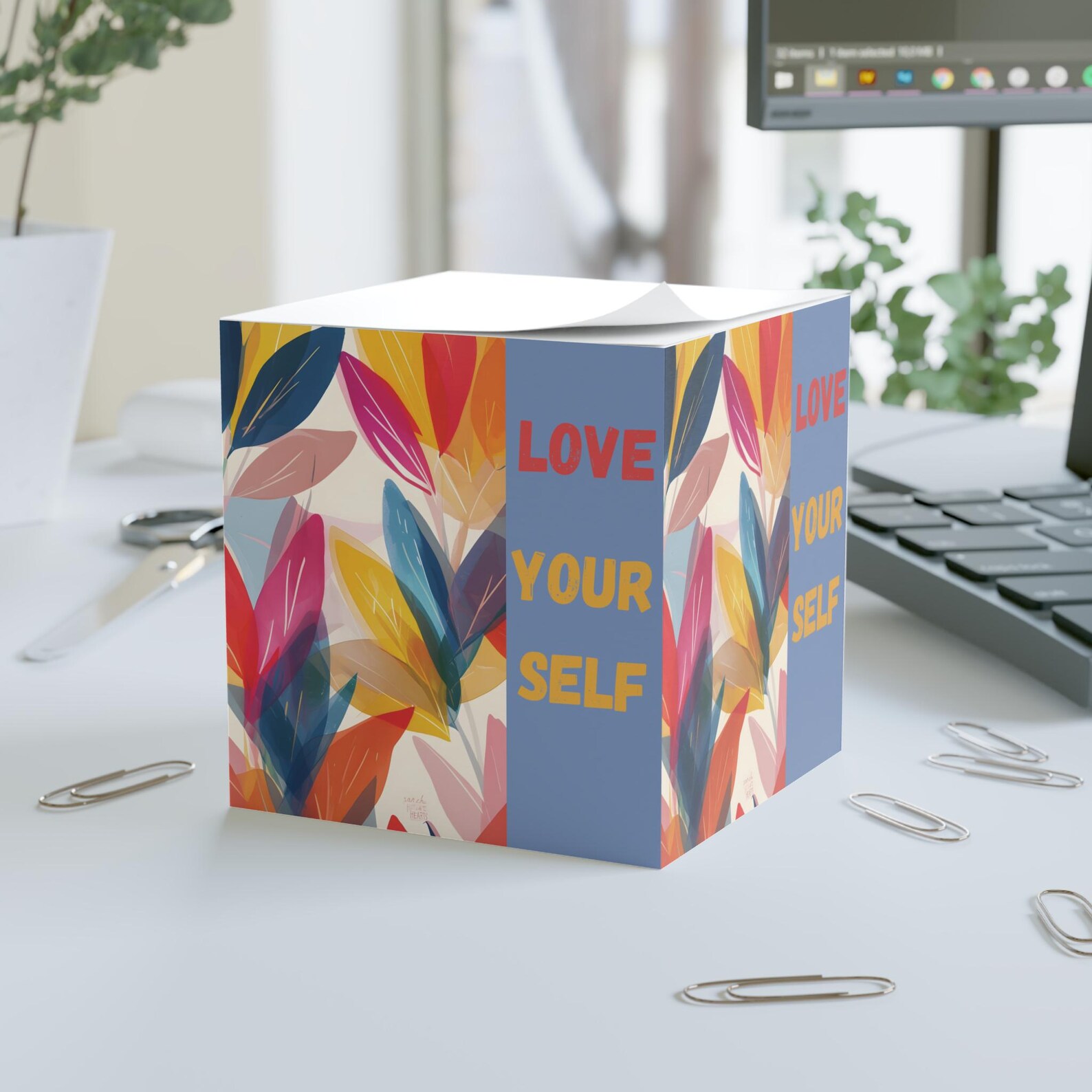 Note Cube, Colorful Inspiration Quote Desk Decor Office Paper ...