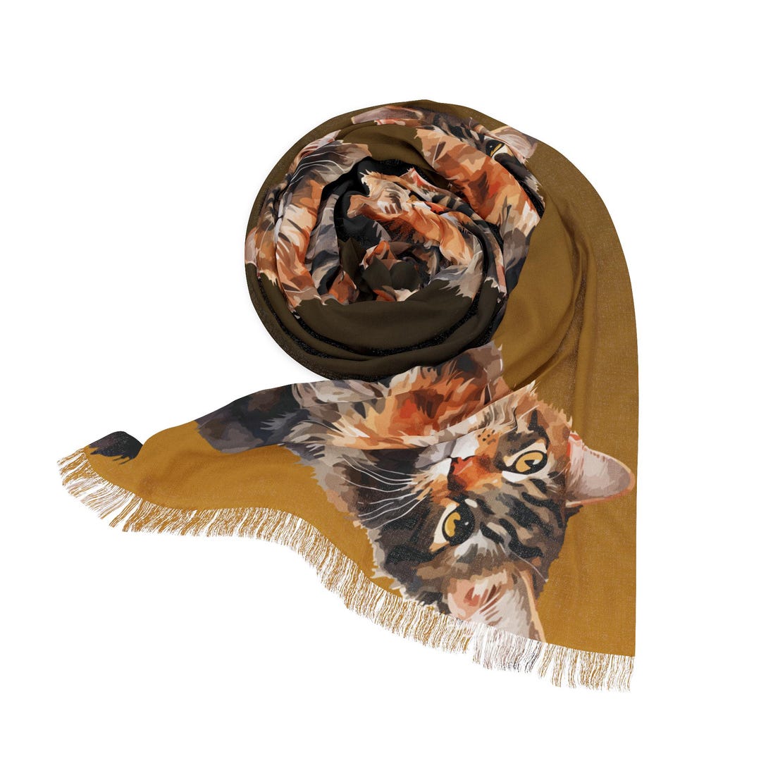 Tabby Cats Light Scarf, Cute Orange Color Scarf, Cat Lover Gift, Animal ...