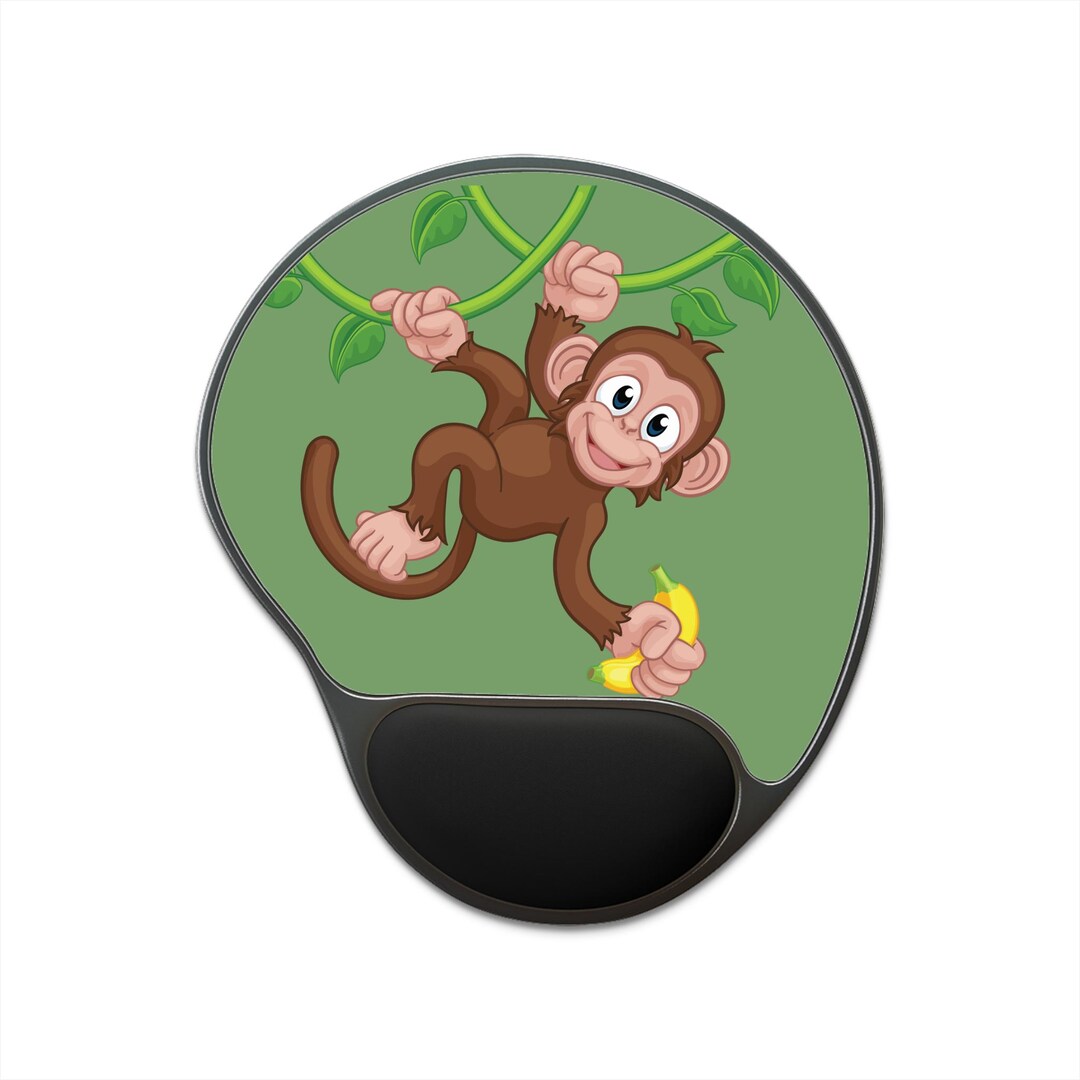 Cartoon Monkey Mouse Pad With Memory Foam Wrist Rest - Etsy