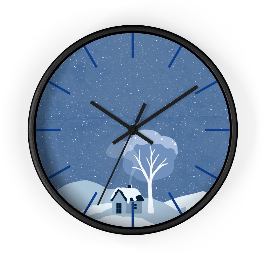 House in the Snow Wall Clock, Winter Landscape Wall Clock - Etsy