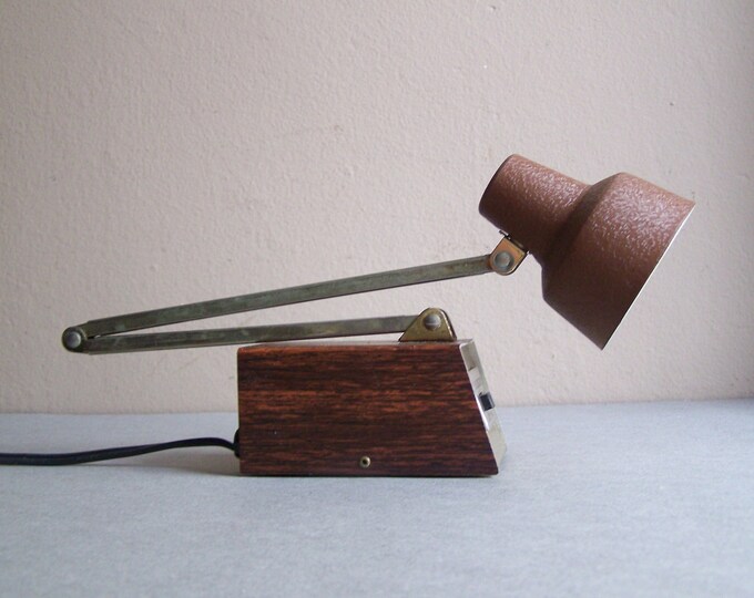Vintage TENSOR Folding Desk Lamp / Small Brown Metal Tabletop Lighting ...
