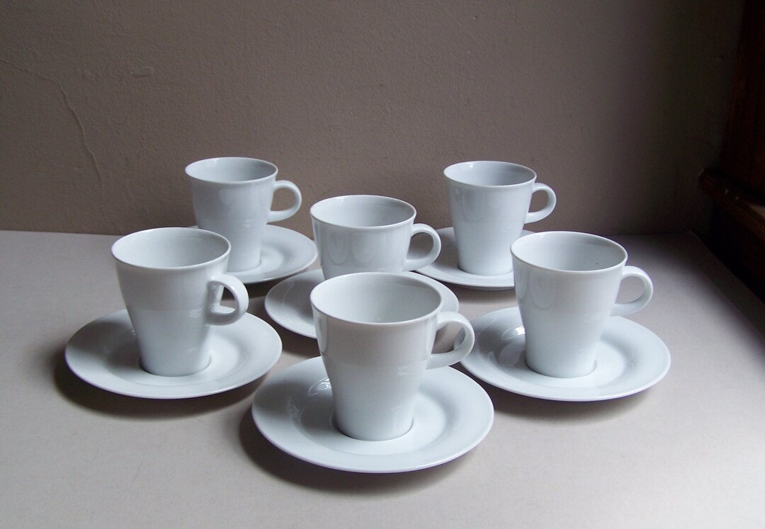 6 Vintage Arzberg Cup & Saucer Sets / White Porcelain / Germany - Etsy