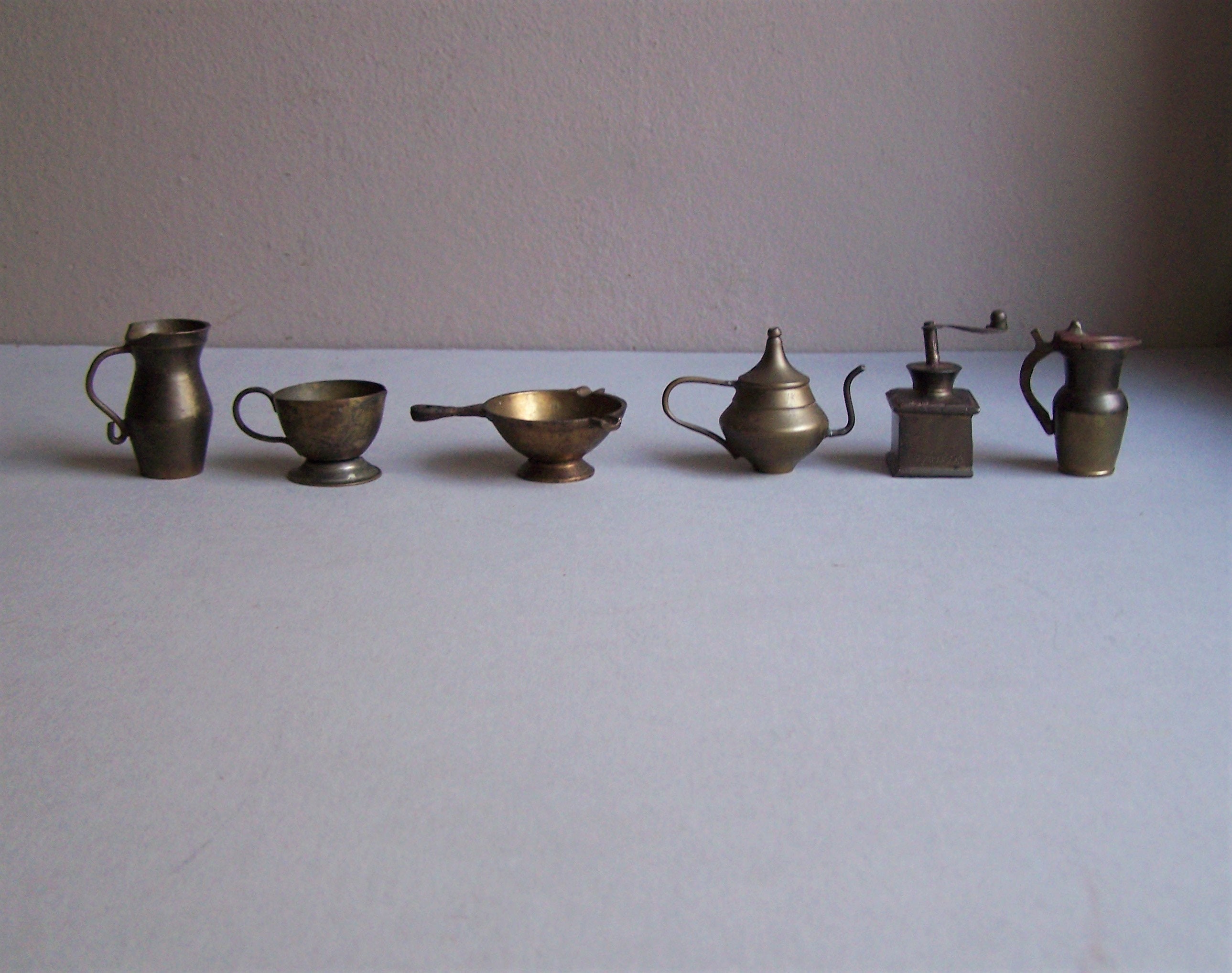 Miniature Vintage Metal Kitchen Accessories Kettle Coffee Grinder ...