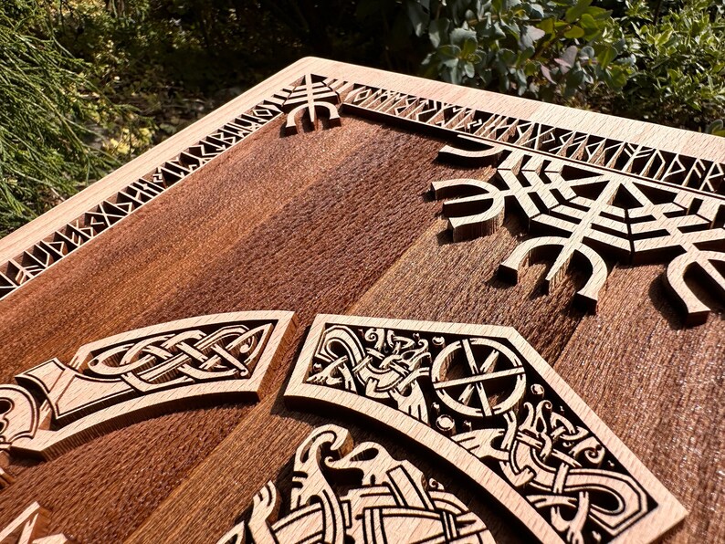 Mjolnir the Hammer of Norse God Thor in Elder Futhark Runic Frame Deep ...