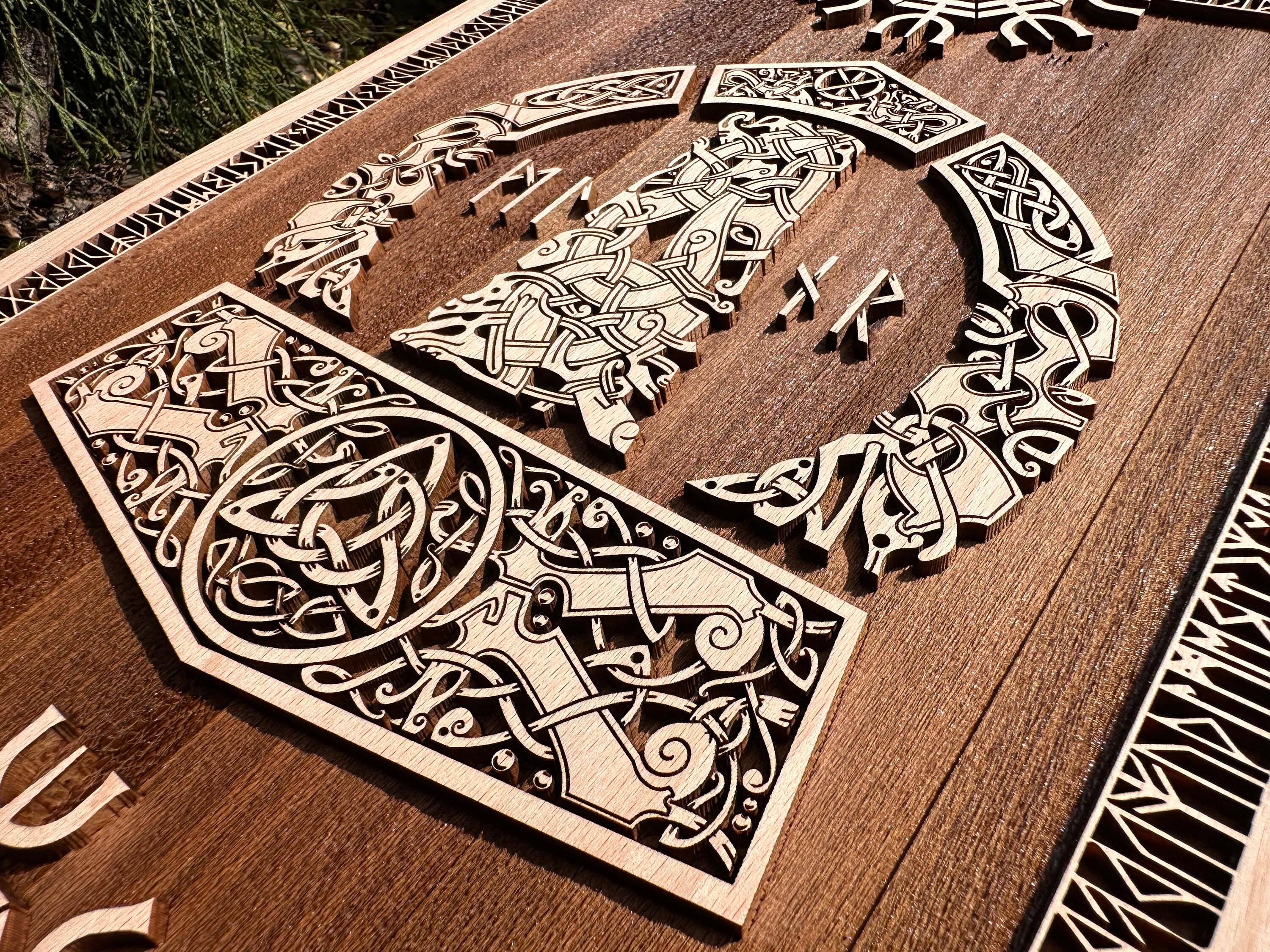 Mjolnir the Hammer of Norse God Thor in Elder Futhark Runic Frame Deep ...