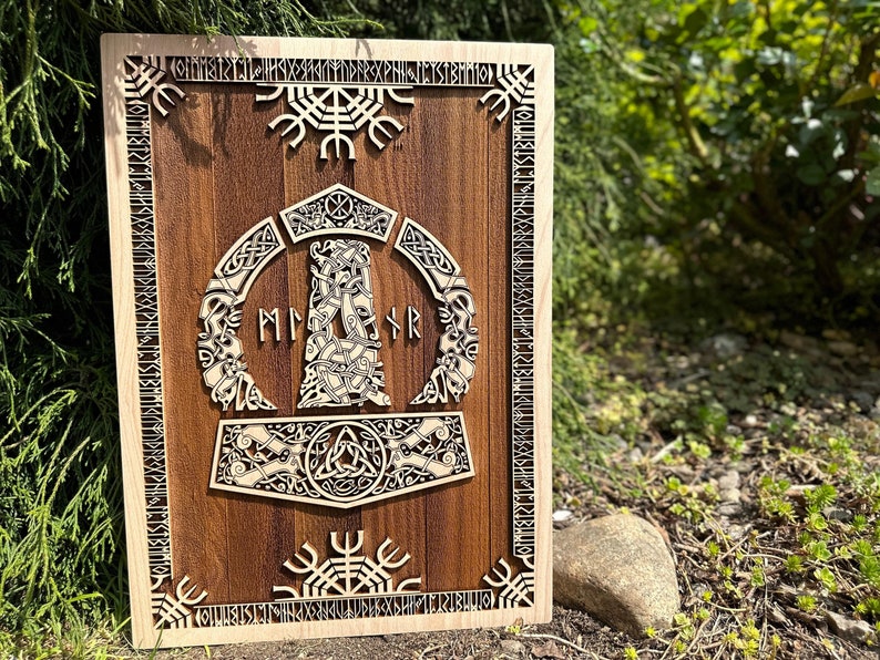 Mjolnir the Hammer of Norse God Thor in Elder Futhark Runic Frame Deep ...