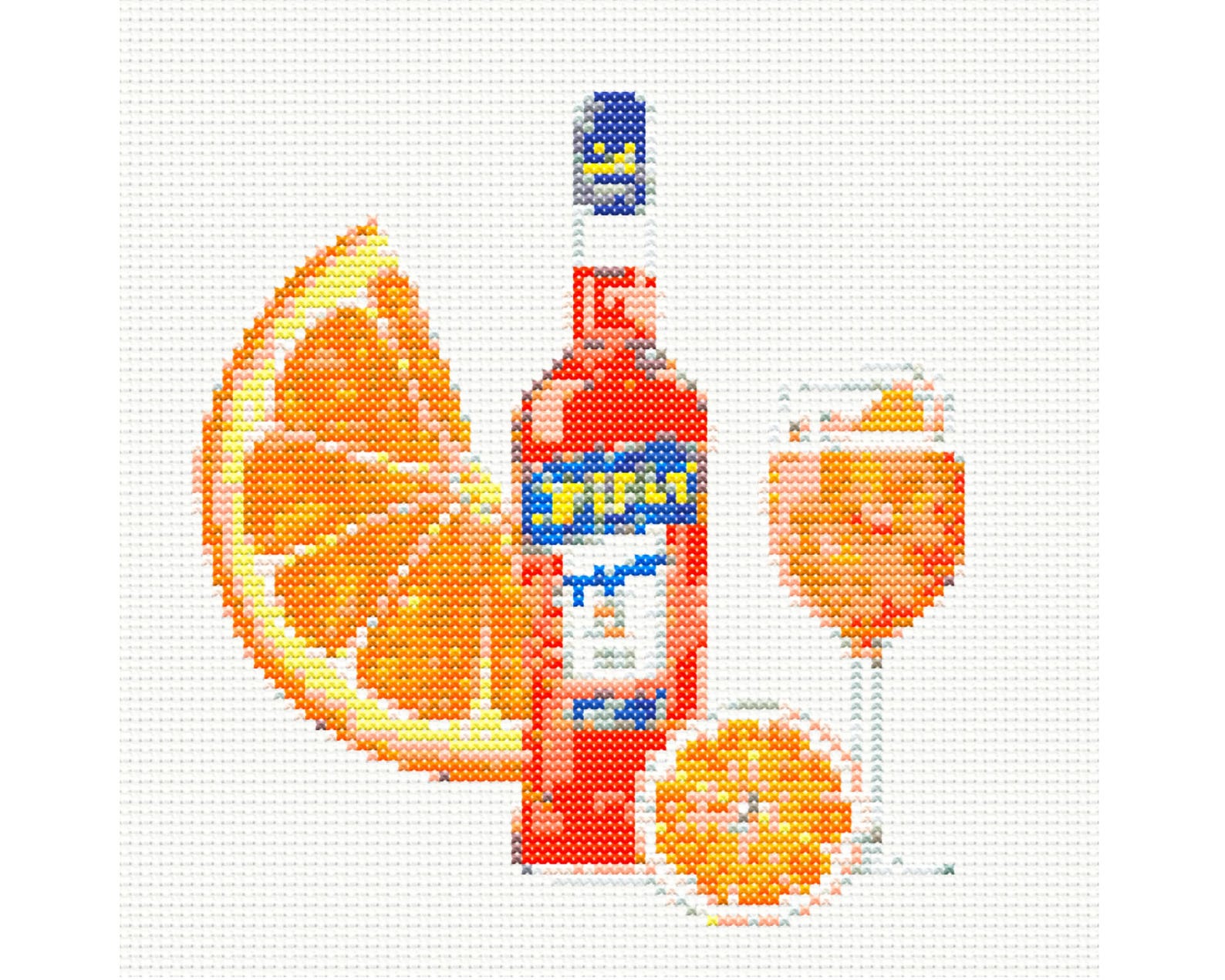 Aperol Spritz Cocktail Cross Stitch Pattern: Summer Drink Embroidery ...