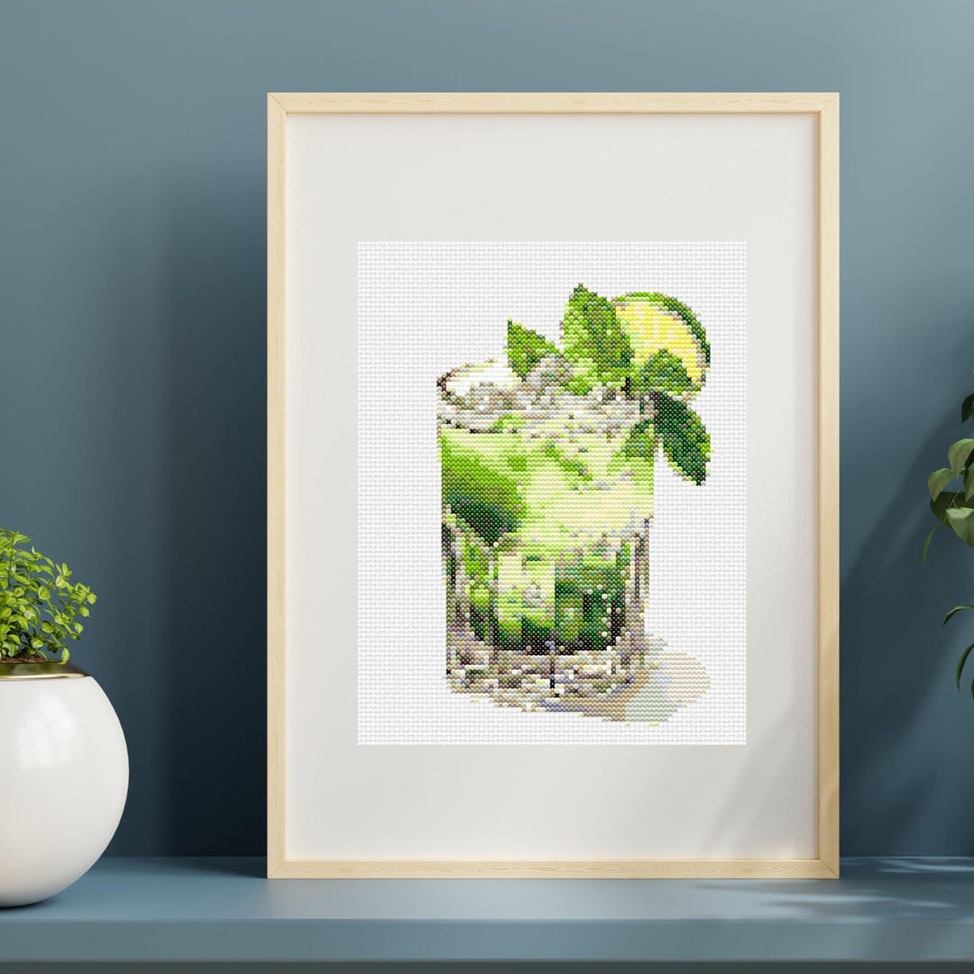 Mojito Cross Stitch Pattern: Summer Drink Embroidery (PDF Download) - Etsy