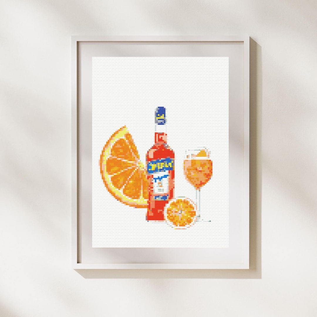 Aperol Spritz Cocktail Cross Stitch Pattern: Summer Drink Embroidery ...