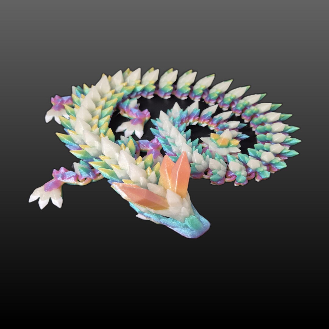 Crystal Articulated Dragon – 3D Printed Flexi Fantasy Fidget (large ...