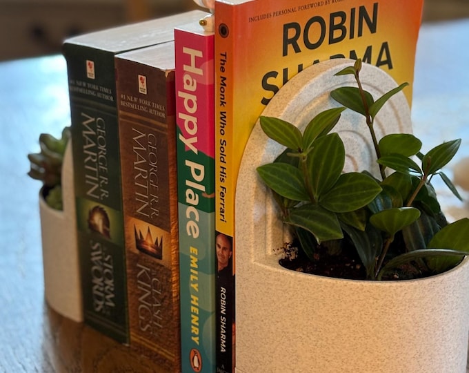 Dual-purpose Bookend Planter With Water Reservoir – Modern Minimalist ...