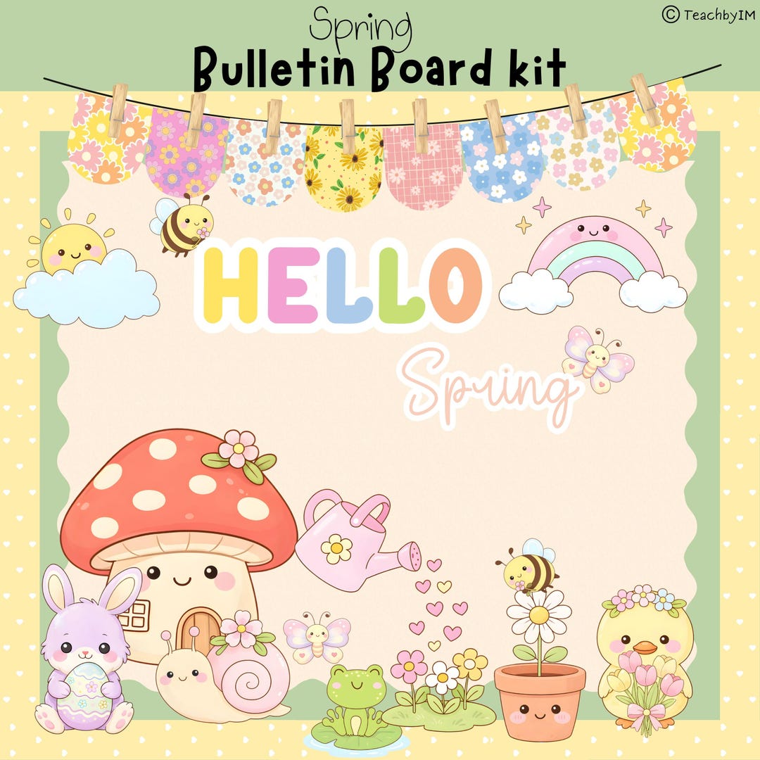 Hello Spring Bulletin Board Kit | Printable Classroom Decor - Etsy