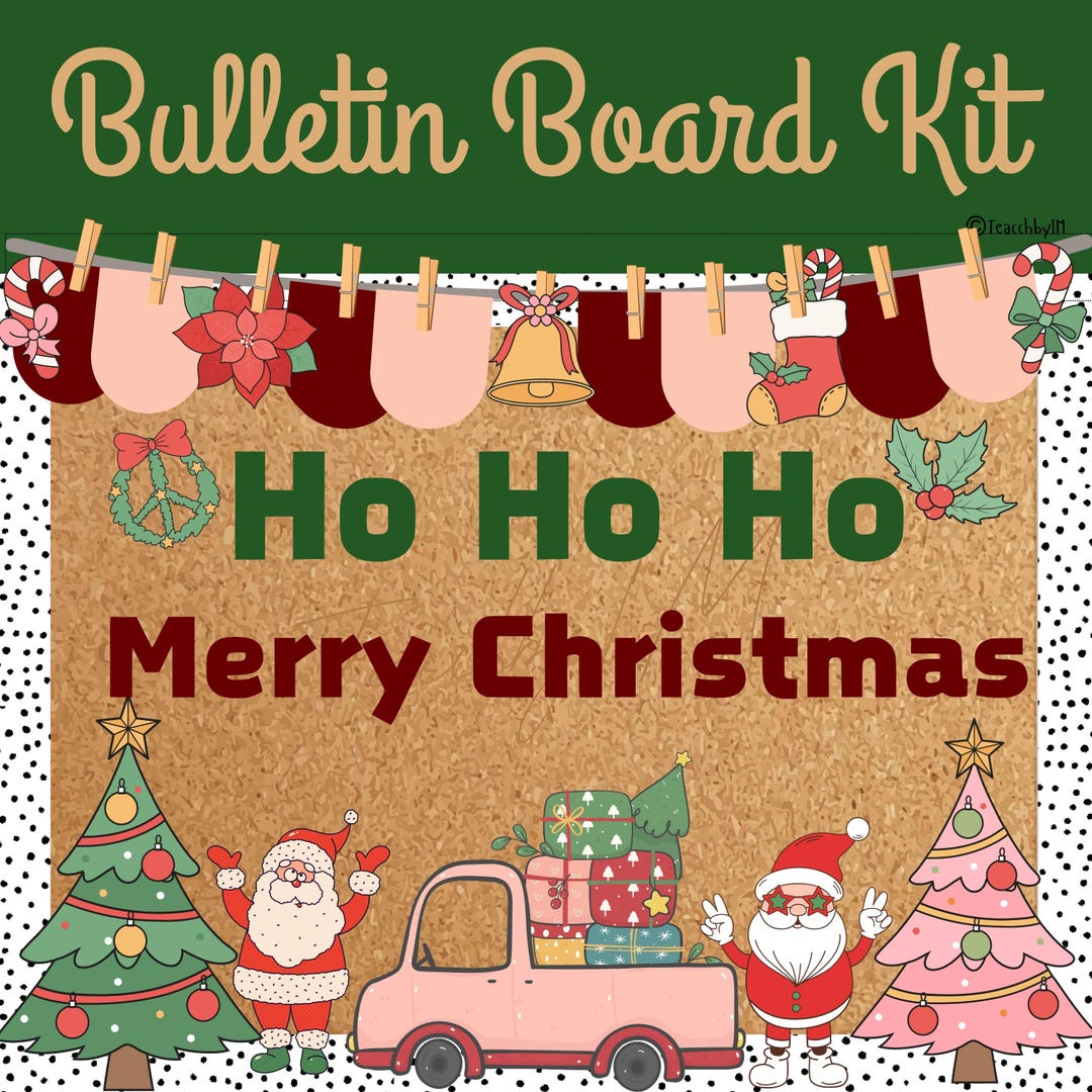 Merry Christmas Bulletin Board Kit | Happy Holiday Decor | Christmas ...