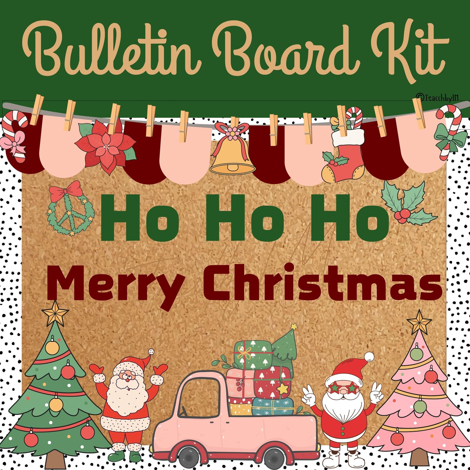 Merry Christmas Bulletin Board Kit | Happy Holiday Decor | Christmas ...