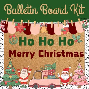 Merry Christmas Bulletin Board Kit | Happy Holiday Decor | Christmas ...