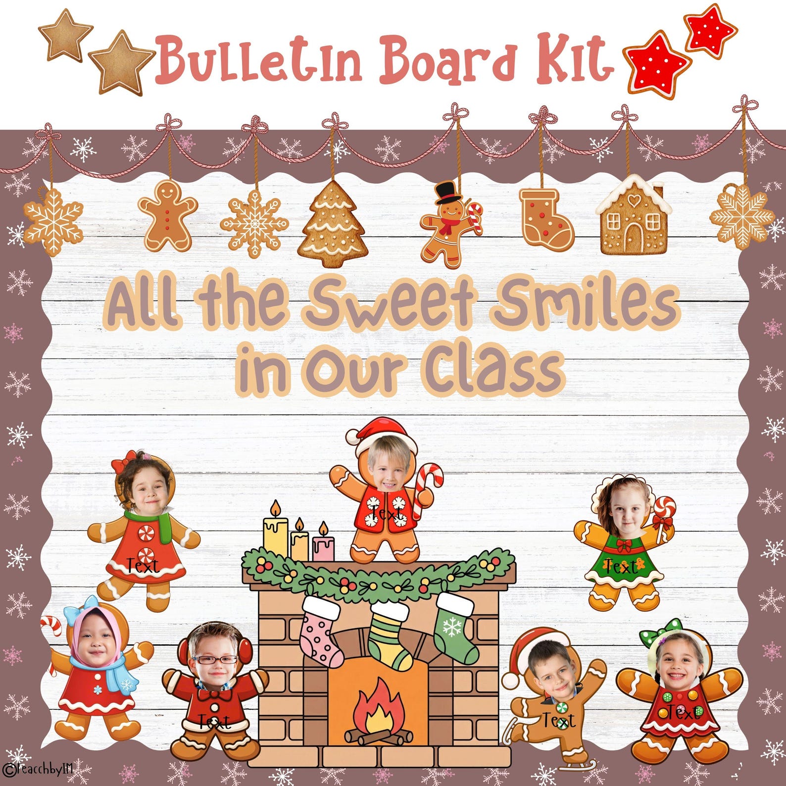 Gingerbread Christmas Bulletin Board Kit | Sweet Kids Theme | Editable ...