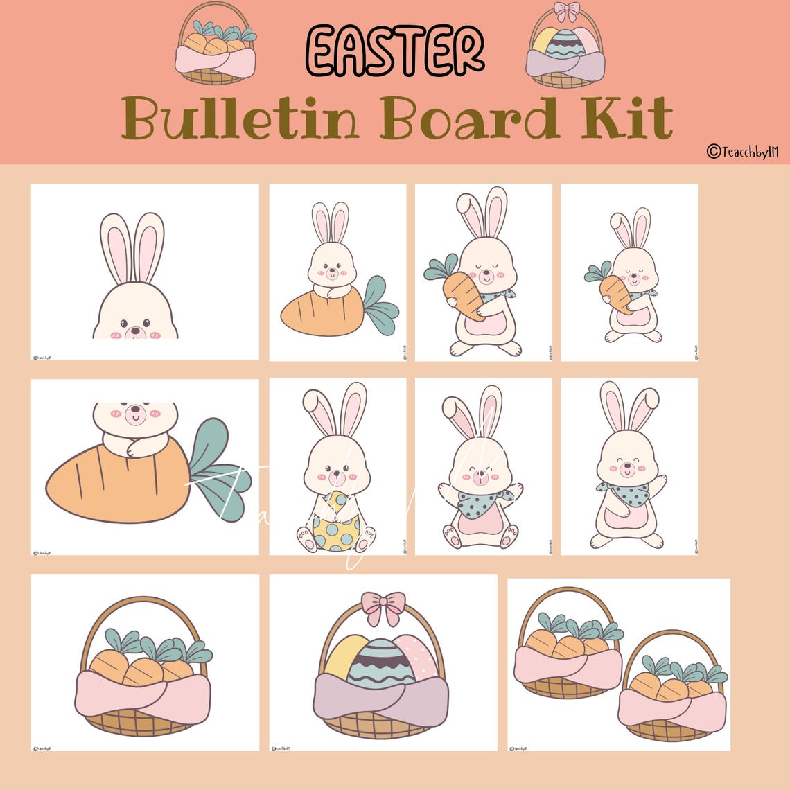 Hoppy Easter Bulletin Board Kit L Hopping Into Spring Bulletin Board ...