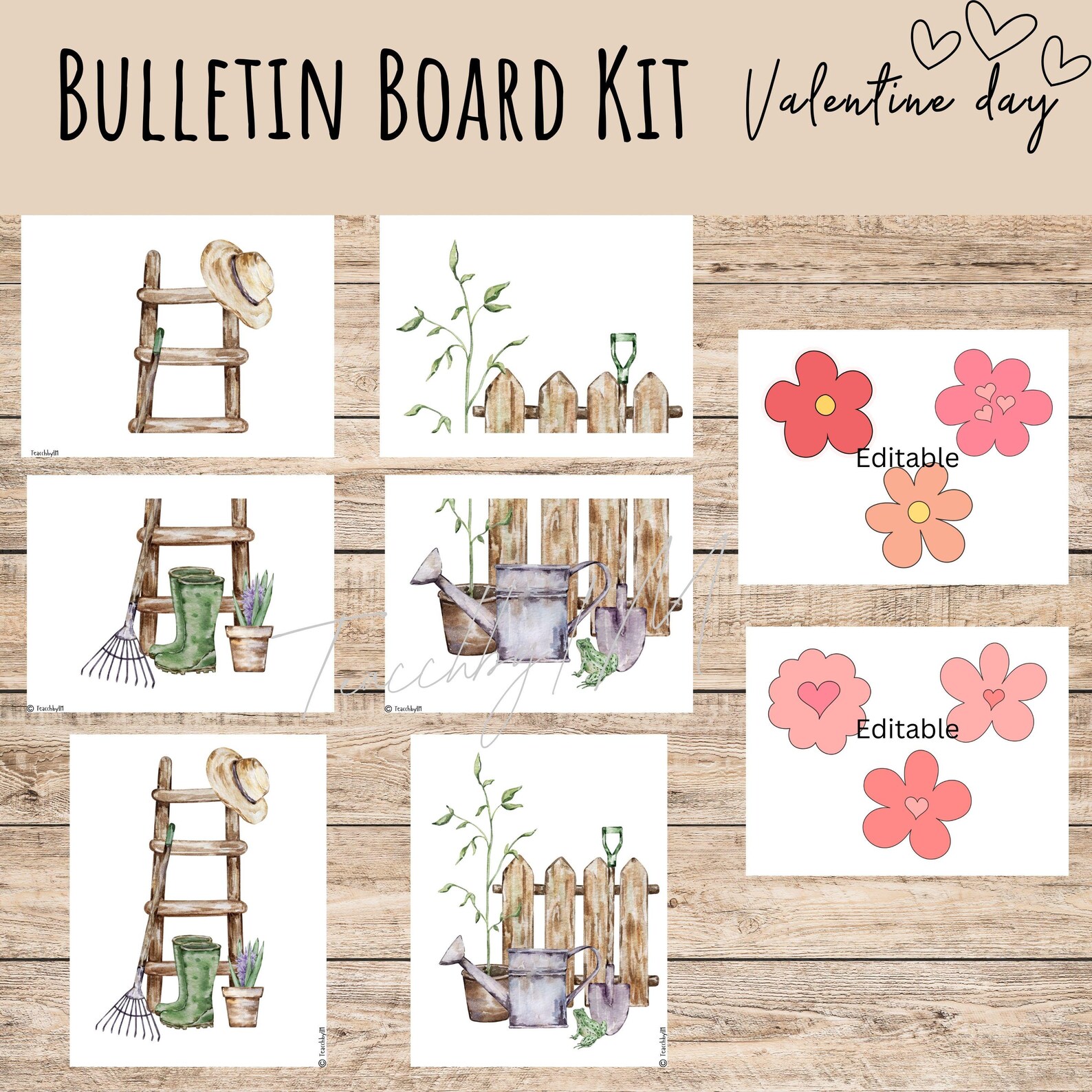 Valentine's Day Bulletin Board Kit, Love Grows Here Door Decor ...