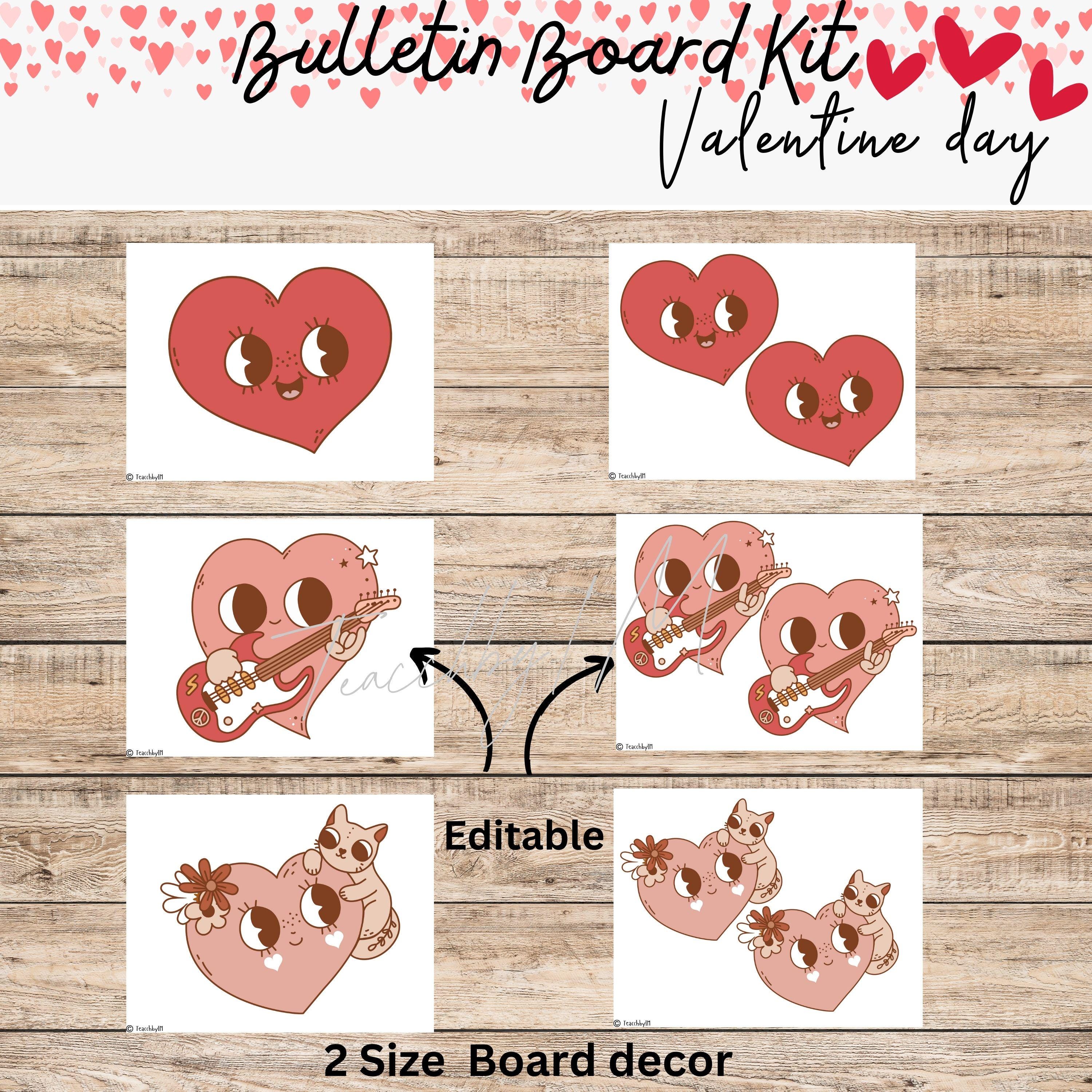 Valentine's Day Bulletin Board Kit, Happy Valentine Door Decor ...