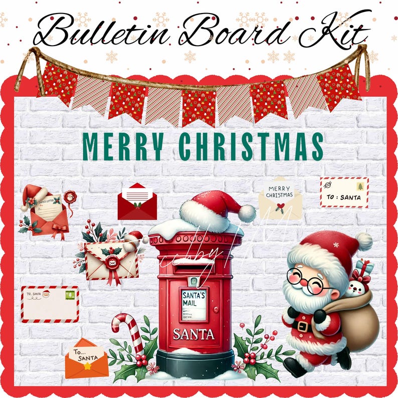 Letters to Santa Bulletin Board Kit L Merry Christmas Classroom Decor ...