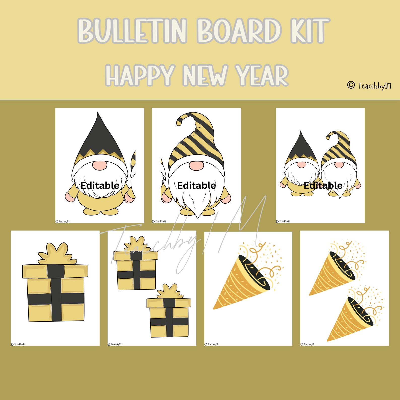 Happy New Year Bulletin Board Kit L January Bulletin Board L Printable ...