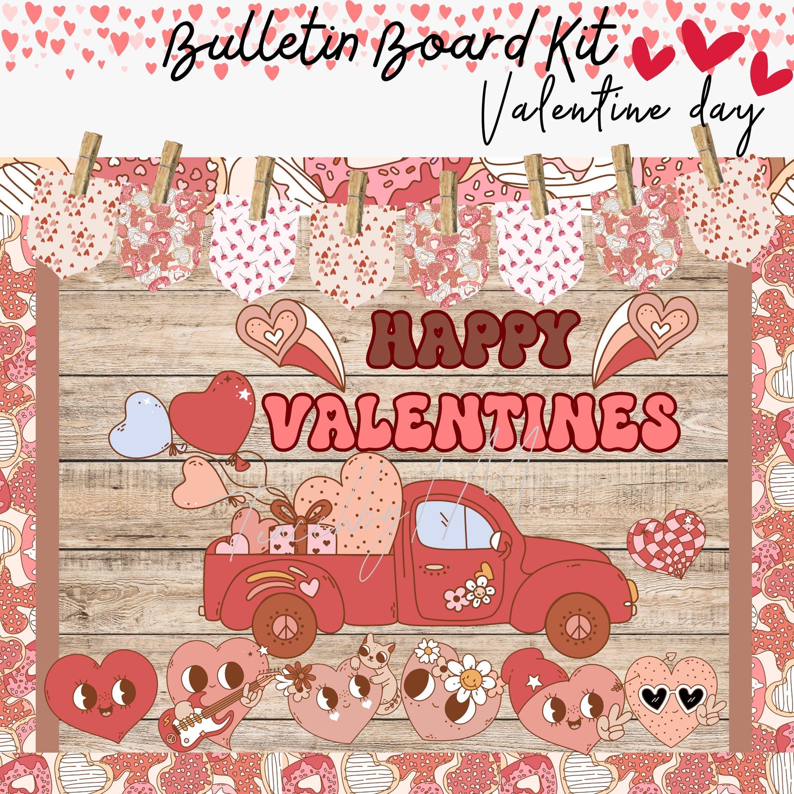 Valentine's Day Bulletin Board Kit, Happy Valentine Door Decor ...