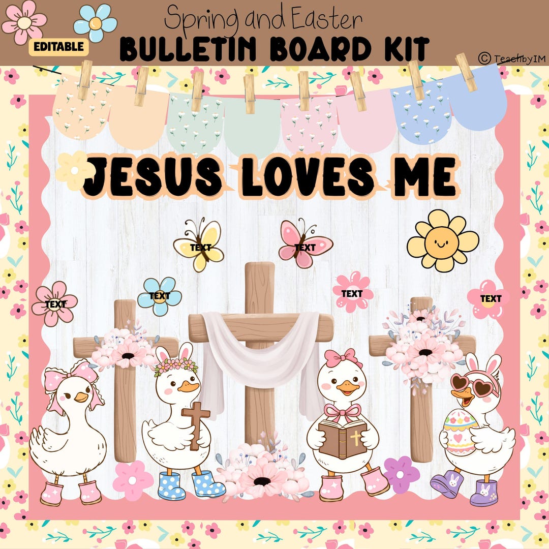 Jesus Loves Me Bulletin Board | Christian Spring Easter Decor - Etsy