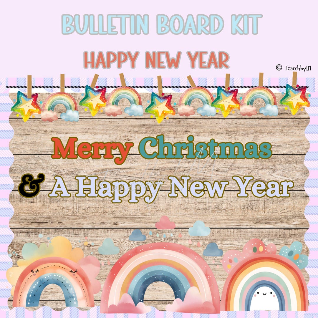 Merry Christmas & A Happy New Year Bulletin Board Kit L January ...